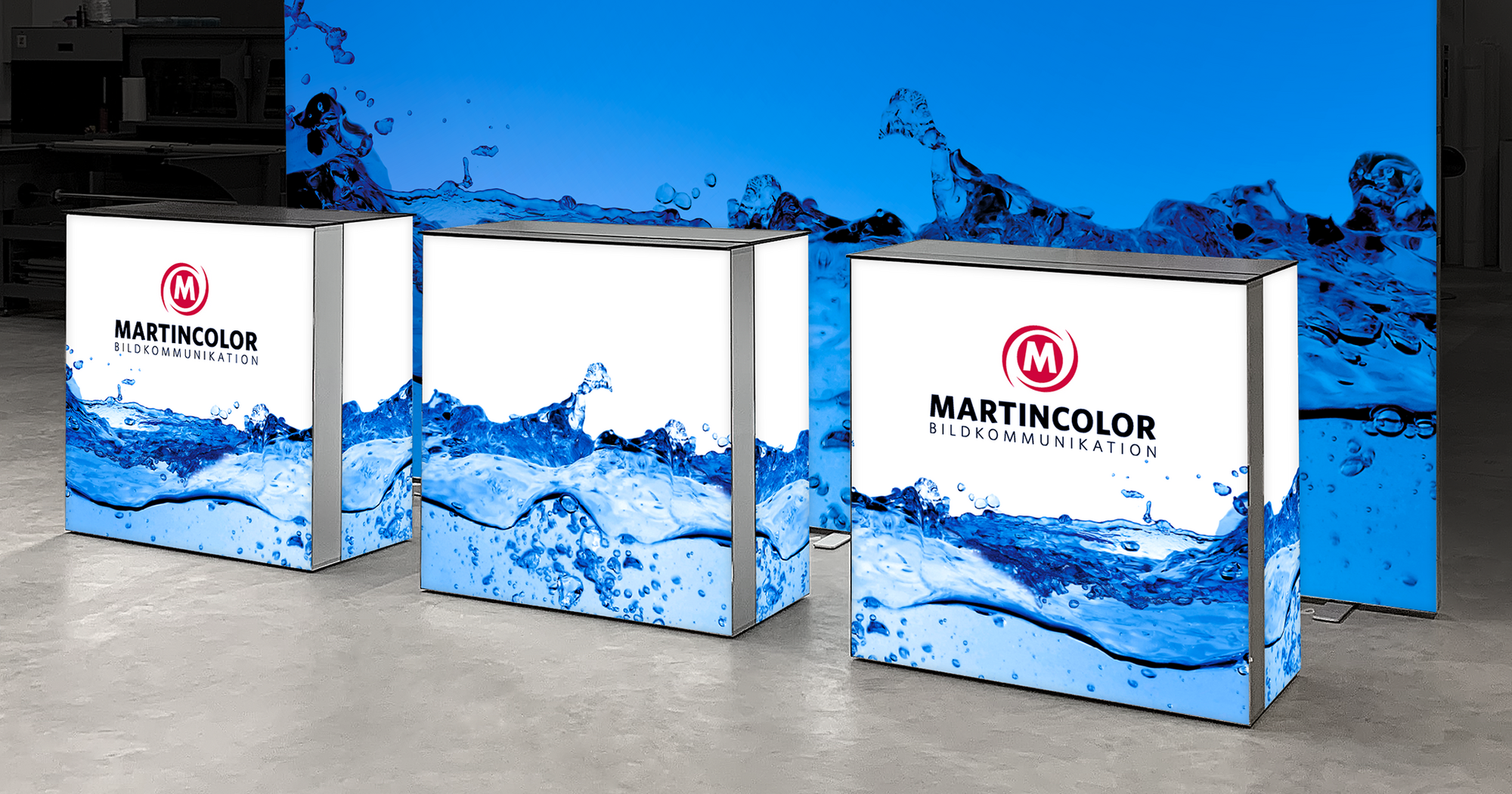 LED counters | Illuminated exhibition counters for your exhibition stand